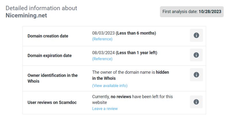 Home.nicemining.net | 2 reports | 1 comment
