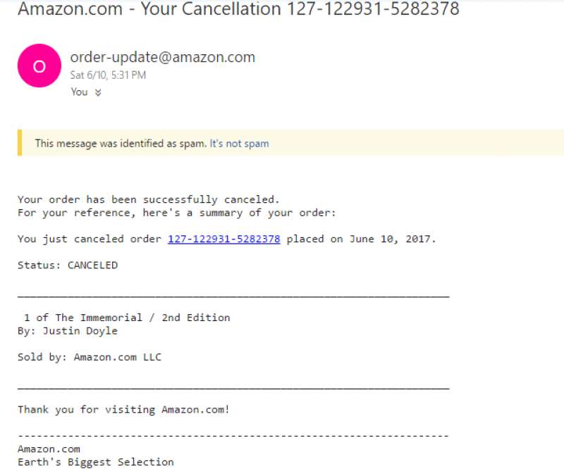 Amazon.com | Order-update@amazon.com | Order-update@amazon.com | 1 ...