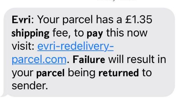 +447485750827 | Evri your parcel has shipping fee | Phishing | 1 comment