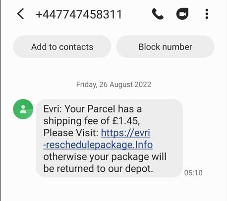 +447747458311 | Evri | Phishing