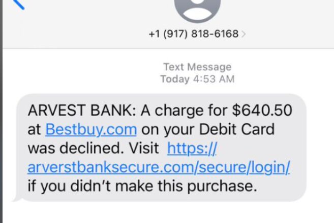 Arverstbanksecure.com | (917) 818-6168 | Arvest bank | 1 report