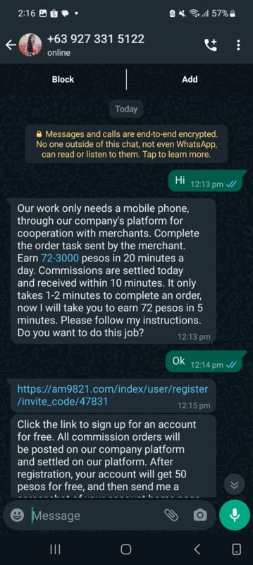 +639273315122 | Filimena | Investment scam