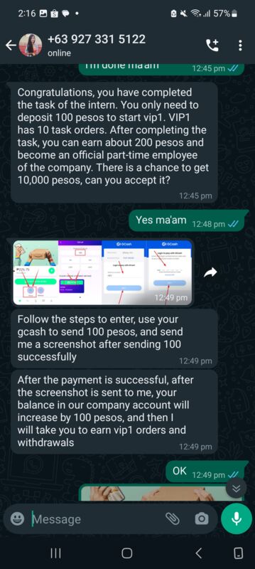 +639273315122 | Filimena | Investment scam