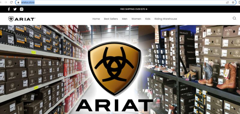 Ariatus.store | Help3@cservicesteam.com | Ariat | 1 report