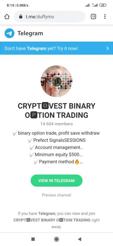 T.me | Cryptovest binary options | 1 report